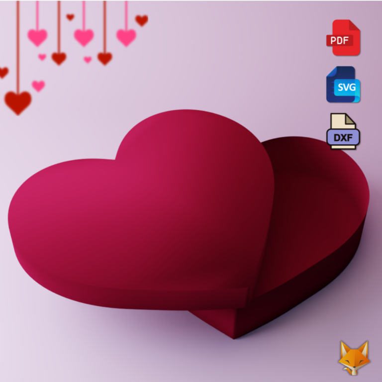 Easy 3D Heart Gift Box pdf, svg & dxf Digital Template - DIY printable ...