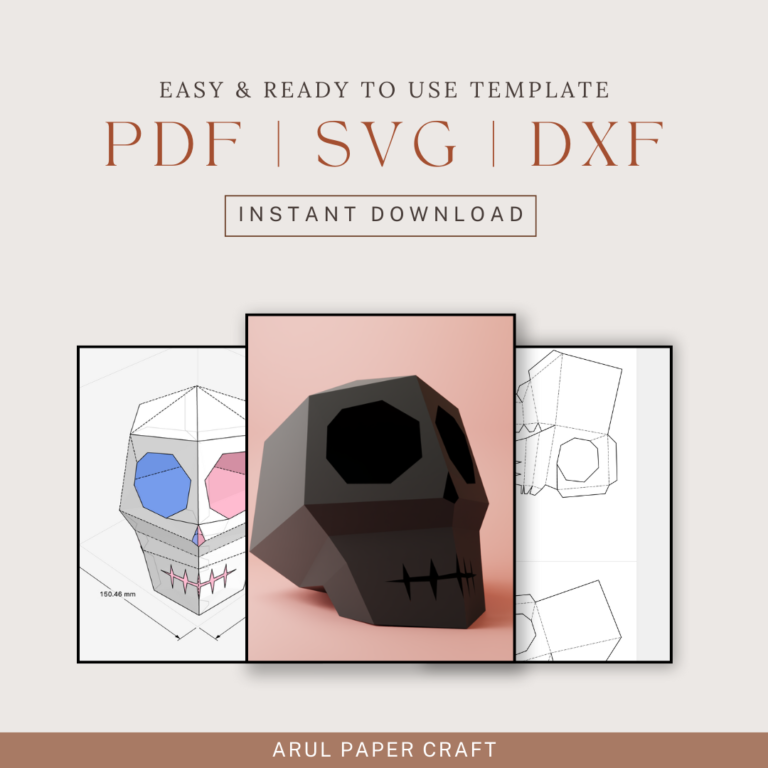 3D Papercraft Easy Halloween skull DIY model in pdf, dxf & svg format ...