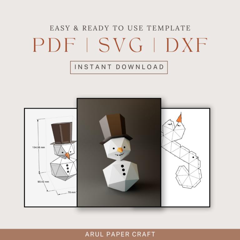 Snowman 3D Papercraft template Christmas decor DIY model in pdf, dxf ...