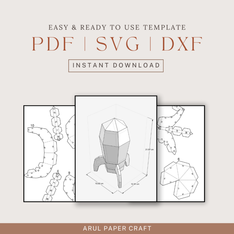 3d Rocket ship LOW POLY DIY Model Template In Pdf, Dxf And Svg Format ...