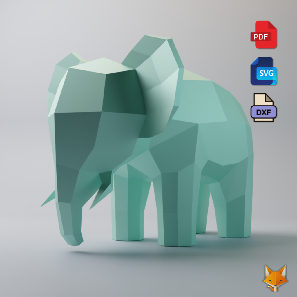 3D Elephant Papercraft Template, DIY Home Decor (pdf, dxf, svg) - Arul ...