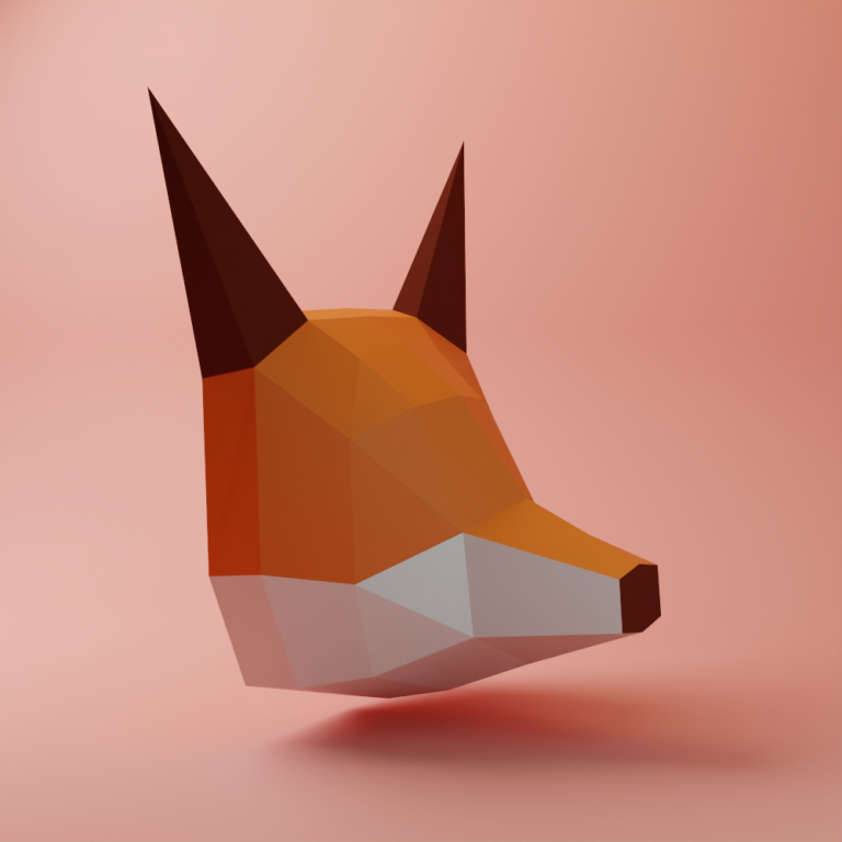 Fox Face Papercraft Template, Low Poly 3D Model (PDF, SVG, DXF) - Arul ...