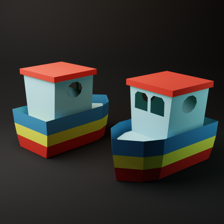 Easy Boat Papercraft low poly 3D DIY Model Template In Pdf, Dxf, Png ...