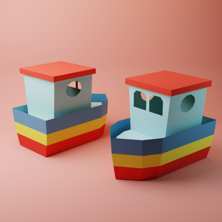 Easy Boat Papercraft low poly 3D DIY Model Template In Pdf, Dxf, Png ...