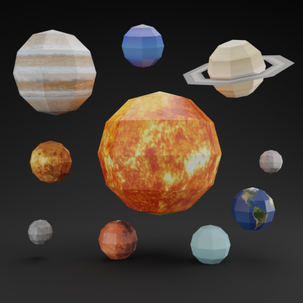 Low Poly Mars Papercraft Model, DIY Science Project (pdf, svg, dxf, png ...